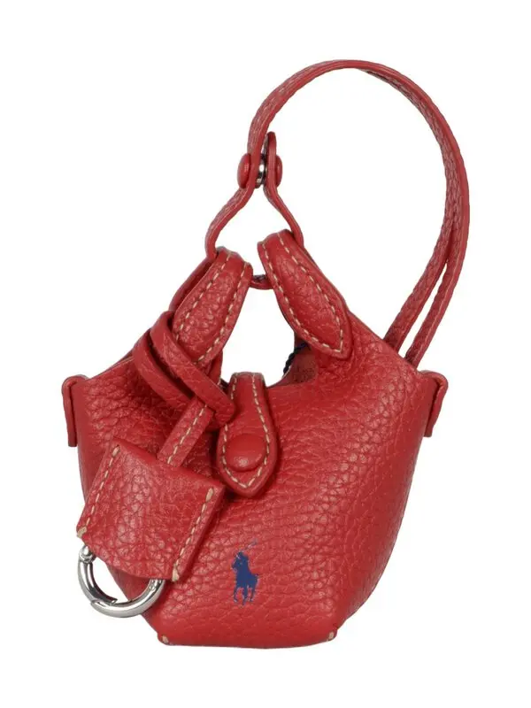 Polo Ralph Lauren Mini Bucket Bag Keyring With Embossed Logo - Red