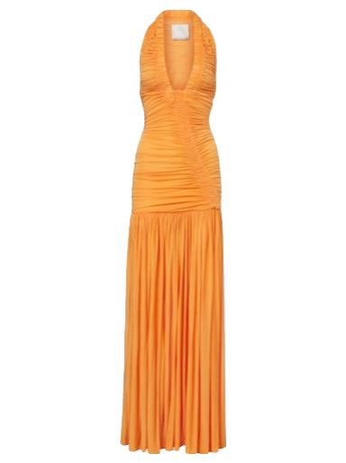 Christopher Esber Orion Ruched Halterneck Gown - Orange