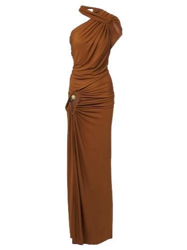 Christopher Esber Helix Crystal Draped Gown - Brown