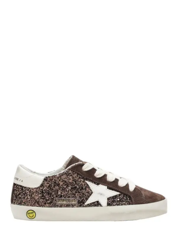 GOLDEN GOOSE Round Toe Lace-up Glitter Sneakers - Brown/cream