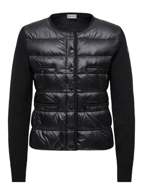 Moncler Logo Patch Quilted Cardigan - Black