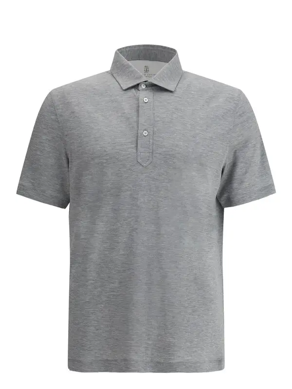 Brunello Cucinelli Contrast-trim Short-sleeved Polo Shirt - Gray