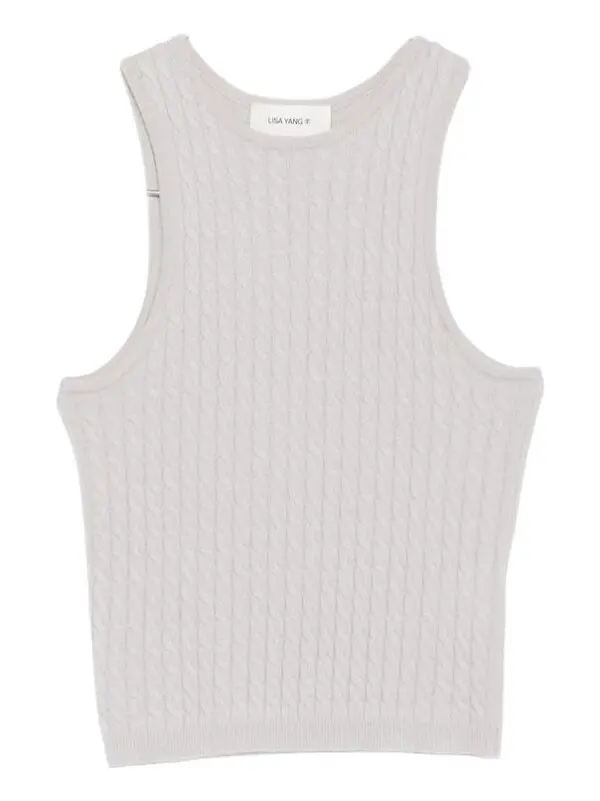 LISA YANG Crew Neck Knit Vest - Seashell Grey