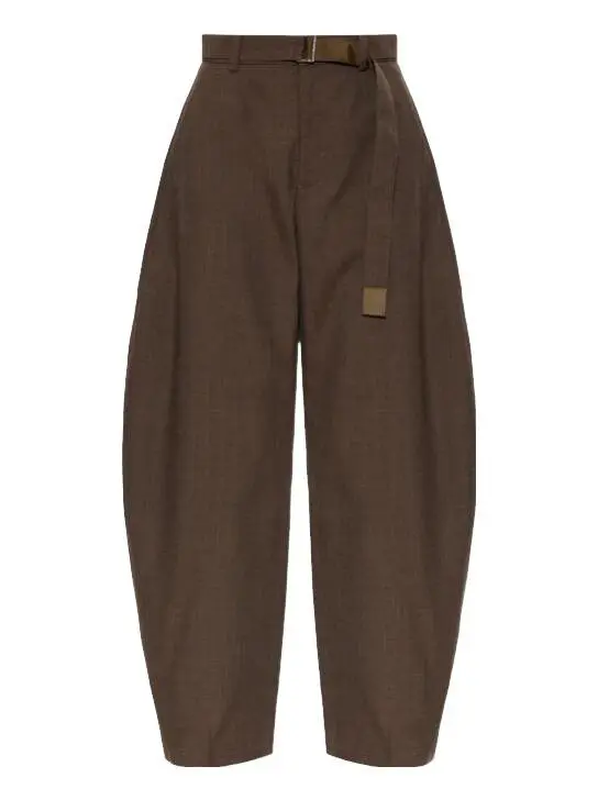 Sacai Belted Lantern Trousers - Brown