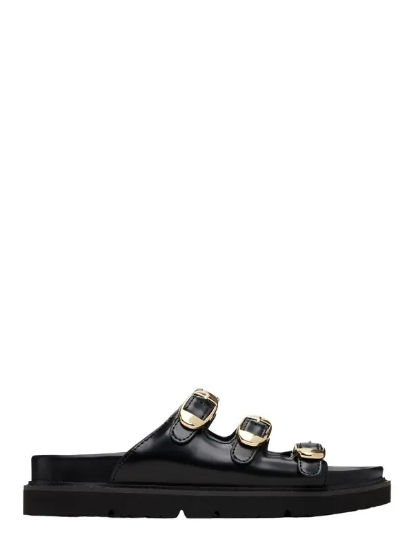 Marc Jacobs Leather Kiki Slippers With Buckle Detail - Black