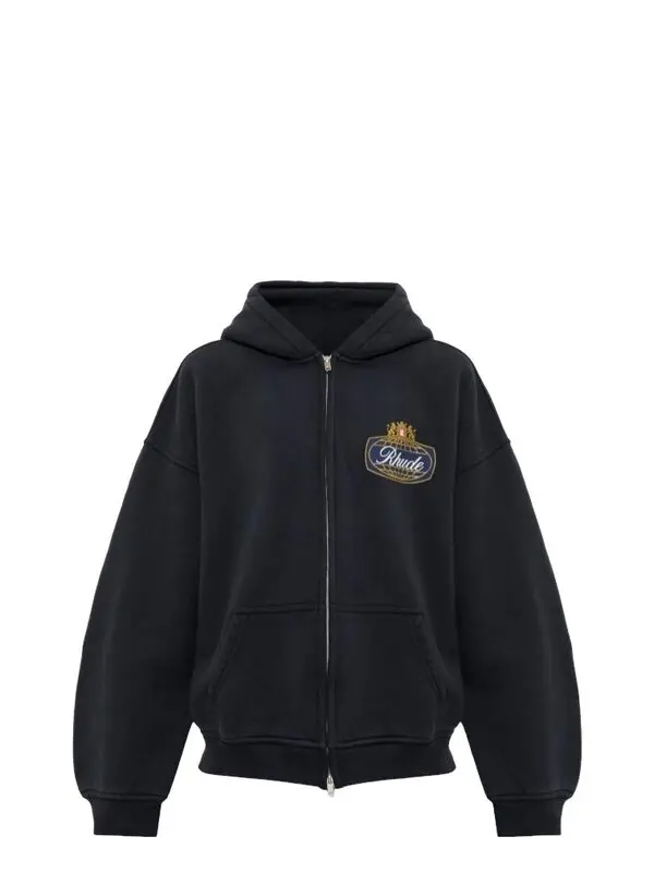 Rhude Long Sleeve Hooded Sweatshirt - Black