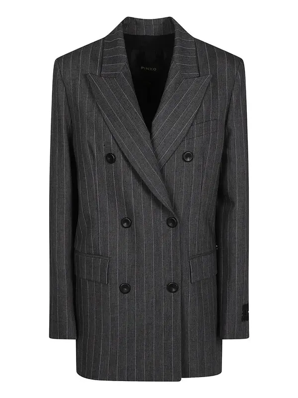 Pinko Long Sleeve Double Breasted Blazer - Black