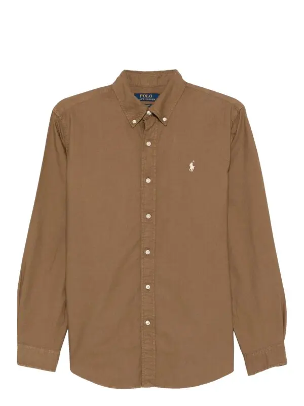 Polo Ralph Lauren Logo Embroidered Curved Hem Shirt - Brown