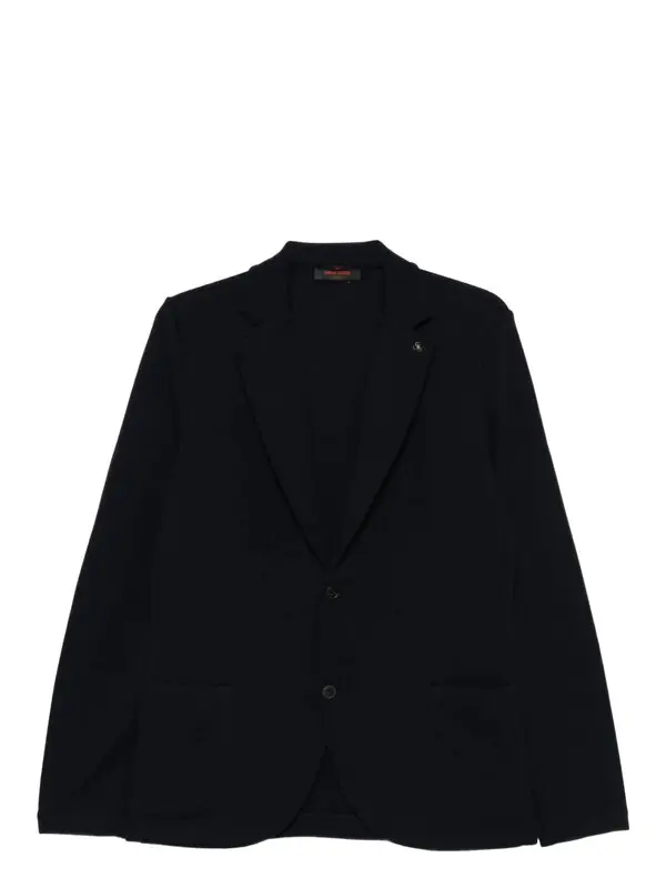 GRAN SASSO Patch-pocket Wool Blazer - Navy