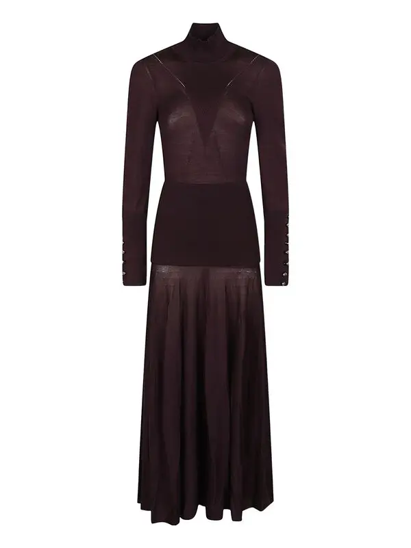 Rabanne Long Sleeve High Neck Dress - Black