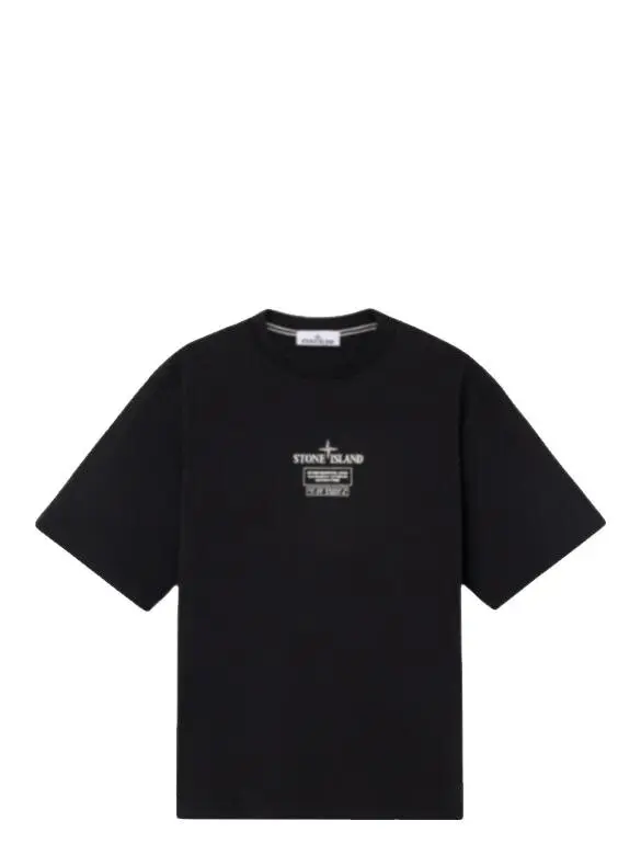 Stone Island Logo Printed Crewneck T-shirt - Black