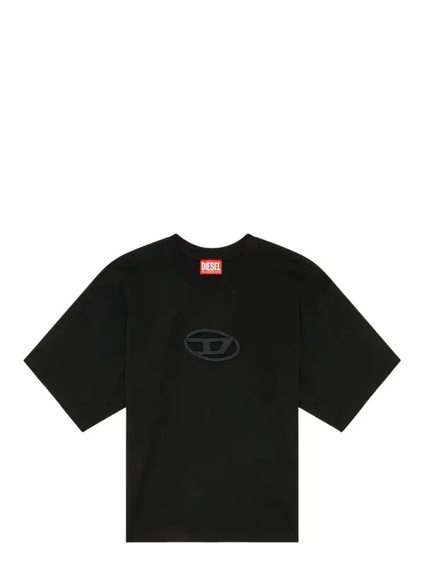 DIESEL® Boxy T-shirt With Oval D-logo - Black