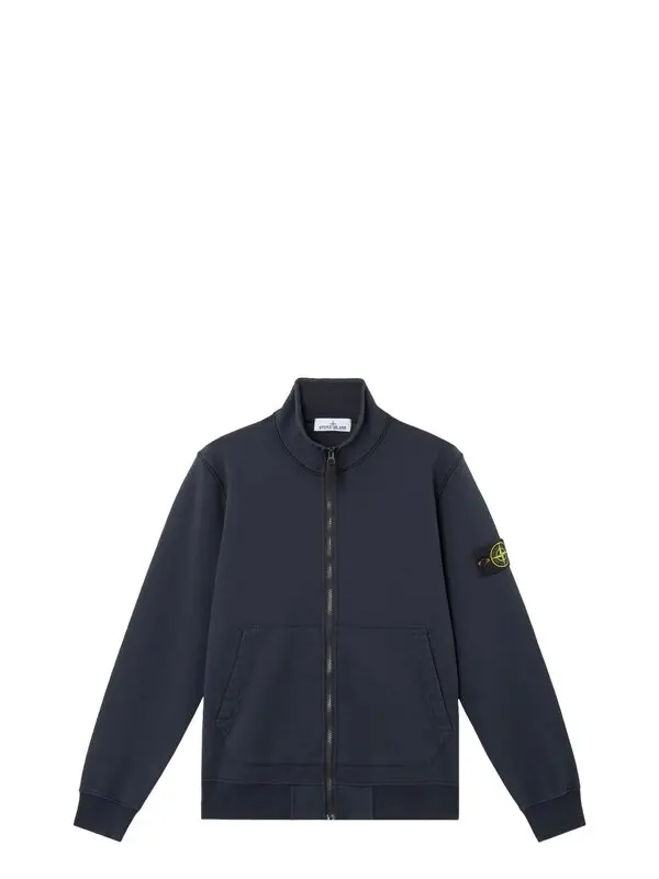 Stone Island Compass Patch Zip Up Sweatshirt - Blue