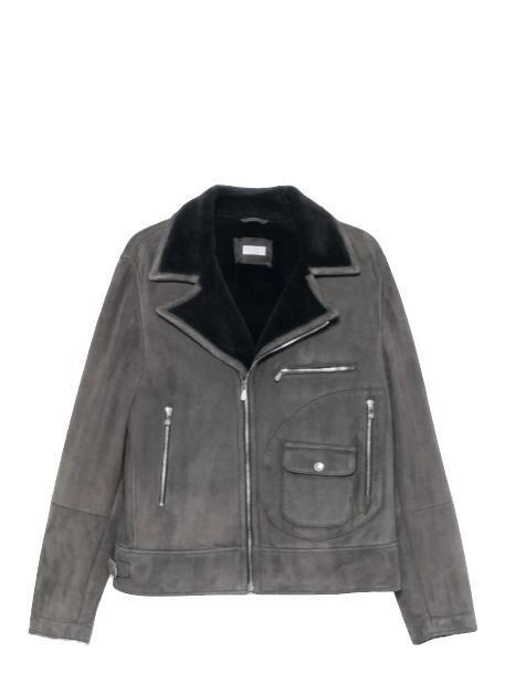 Brunello Cucinelli Suede Biker Jacket With Zip Closure - Black