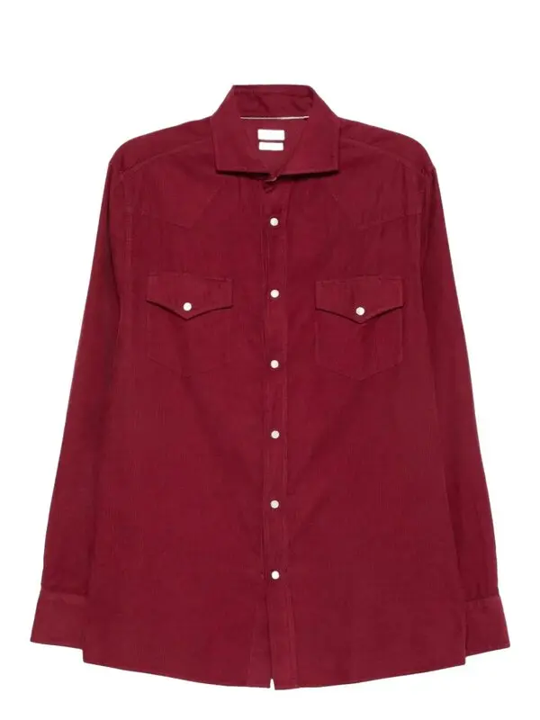 Brunello Cucinelli Long Sleeved Button-up Shirt - Red