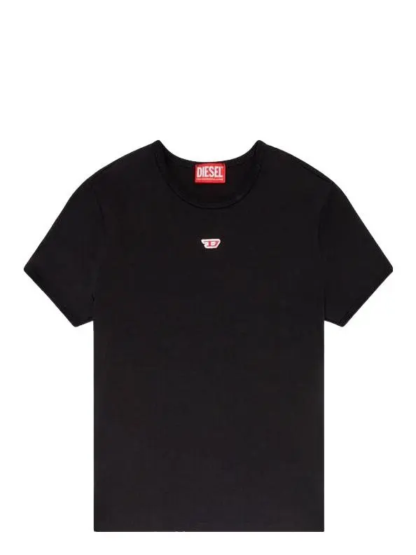 DIESEL® T-uncutie-long-d" Embroidered D Patch T-shirt - Black