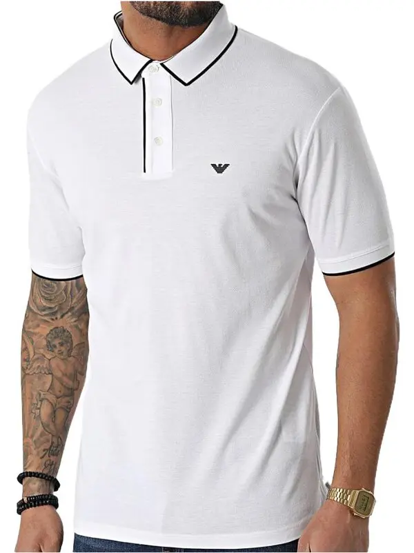 Emporio Armani Logo Short-sleeved Polo Shirt - White