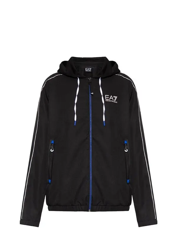 EA7 Logo-printed Drawstring Hoodie - Black