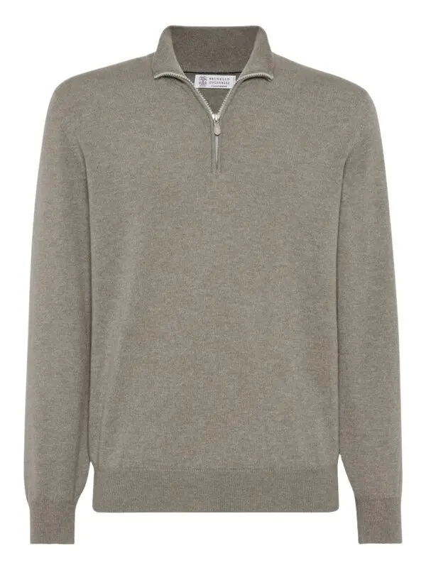 Brunello Cucinelli Quarter Zip Polo" Knit Shirt - No