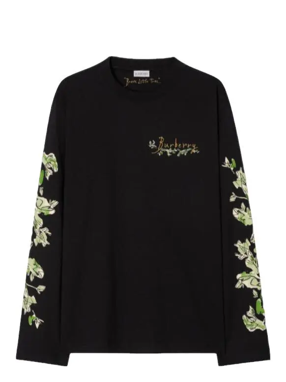 Burberry Long-sleeve Brave Little Tree Cotton T-shirt - Black