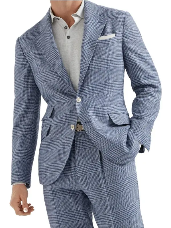 Brunello Cucinelli Checked Blazer - Gray