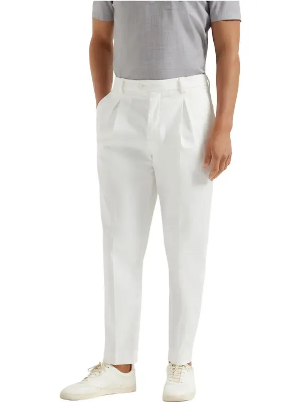 Brunello Cucinelli Tailored Tapered-leg Trousers - White