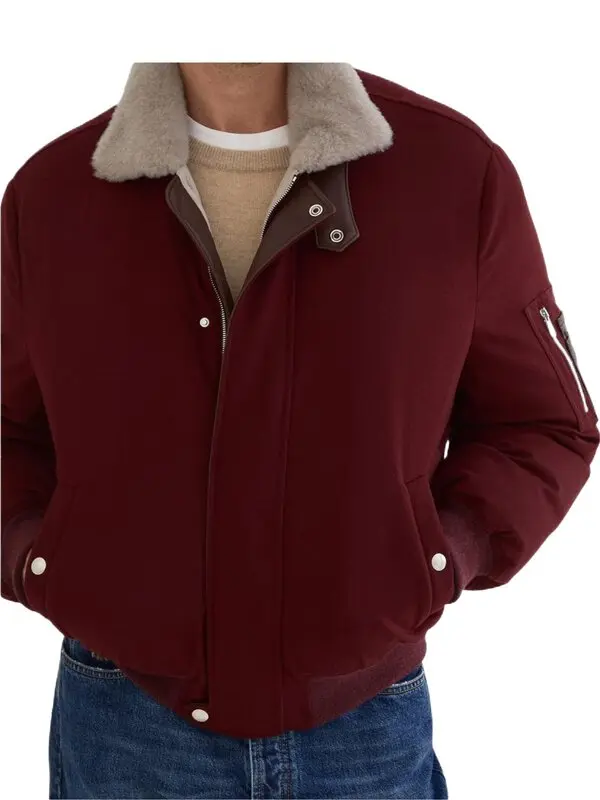 Brunello Cucinelli Sherpa-collar Bomber Jacket - Amaranth