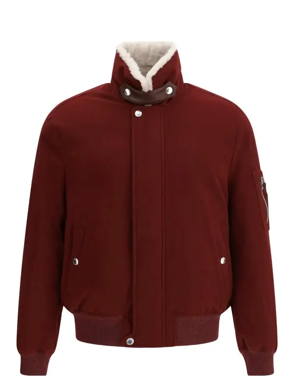 Brunello Cucinelli Sherpa-collar Bomber Jacket - Amaranth