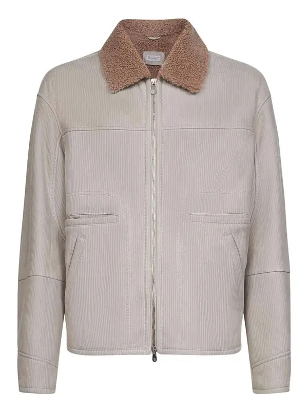 Brunello Cucinelli Long-sleeved Zip-up Jacket With Lapel Collar - Gray