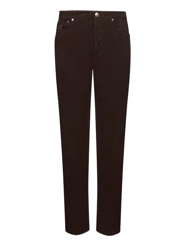 Brunello Cucinelli Logo Patch Straight Leg Trousers - Black