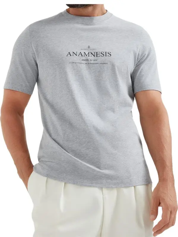 Brunello Cucinelli Logo Printed Crewneck T-shirt - Grey