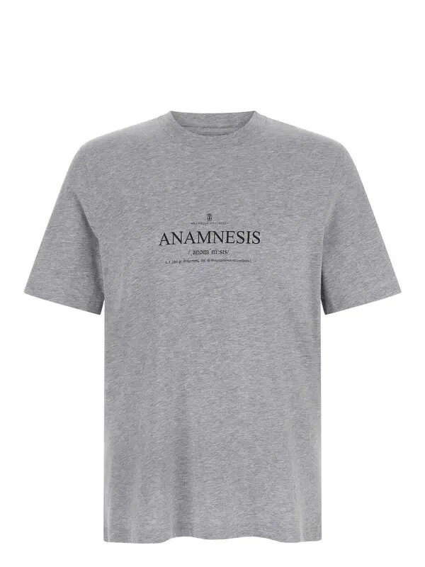 Brunello Cucinelli Logo Printed Crewneck T-shirt - Grey
