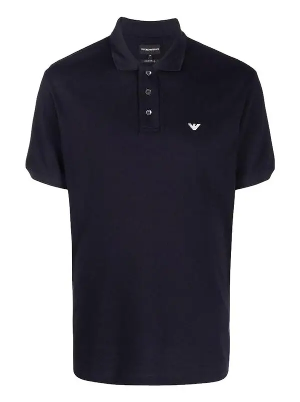Emporio Armani Micro Eagle Mercerised Pique Polo Shirt - Black