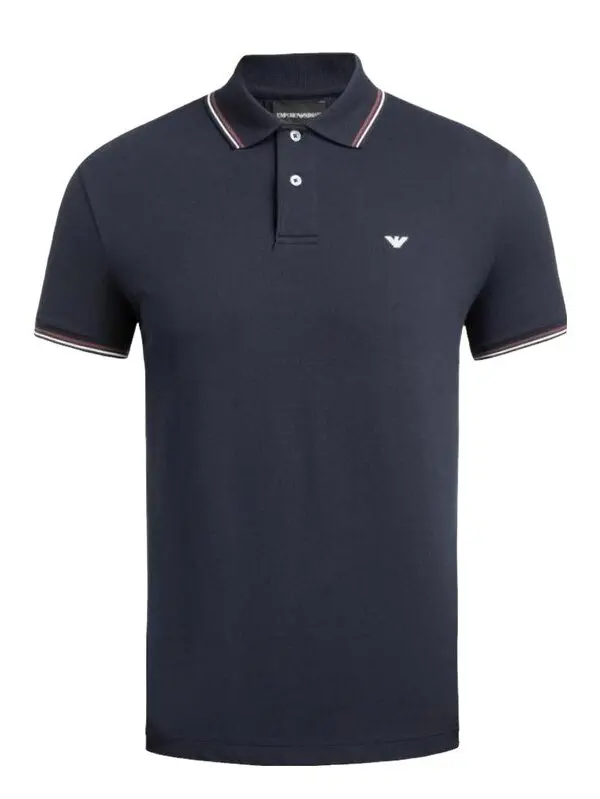 Emporio Armani Logo Printed Short Sleeved Polo Shirt - Black