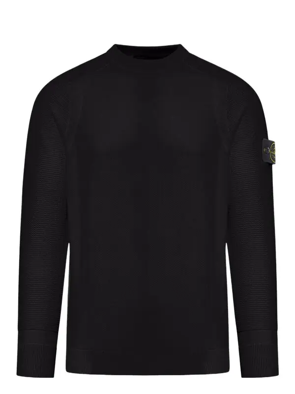 Stone Island Logo Patch Crew Neck Jumper - Black