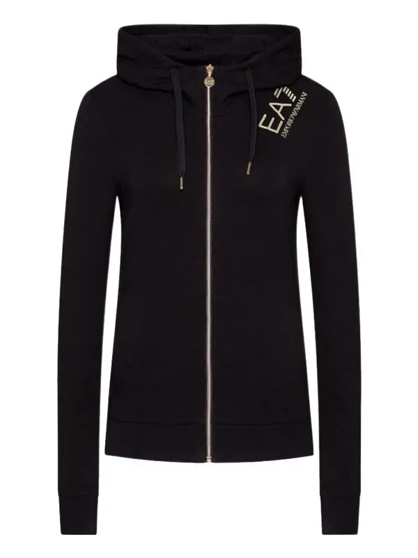 EA7 Logo-print Zip-up Hoodie - Black