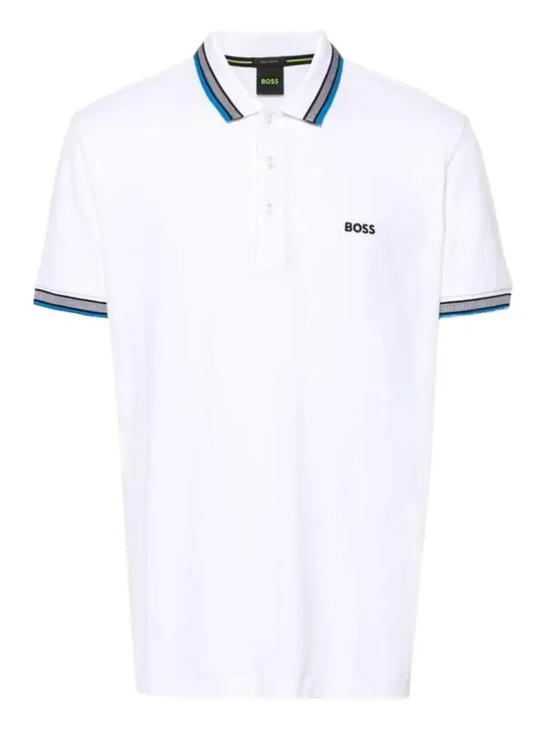 Hugo Boss Logo Embroidered Short-sleeved Polo Shirt - White
