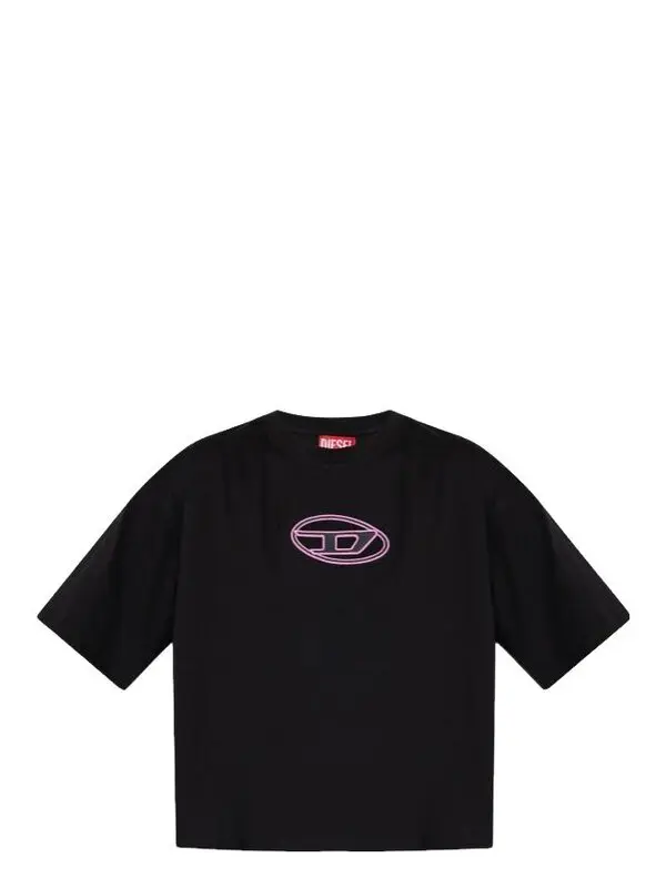 DIESEL® Boxy T-shirt With Iconic Oval D Logo - Black