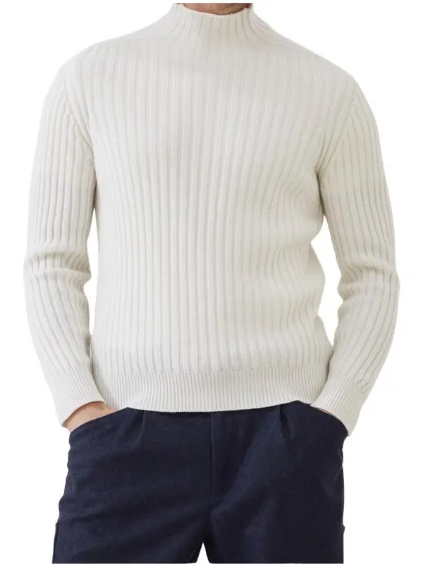 Brunello Cucinelli Ribbed Long-sleeved Knitted Jumper - White