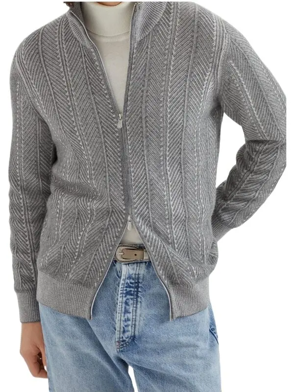 Brunello Cucinelli Long-sleeved Zip-up Cardigan - Dark Gray