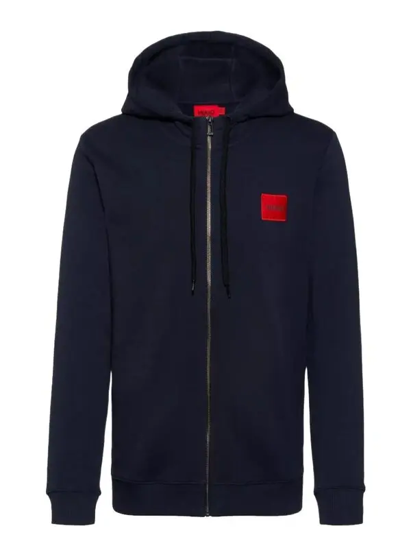 Hugo Boss Zip-up Hoodie With Embroidered Logo - Black