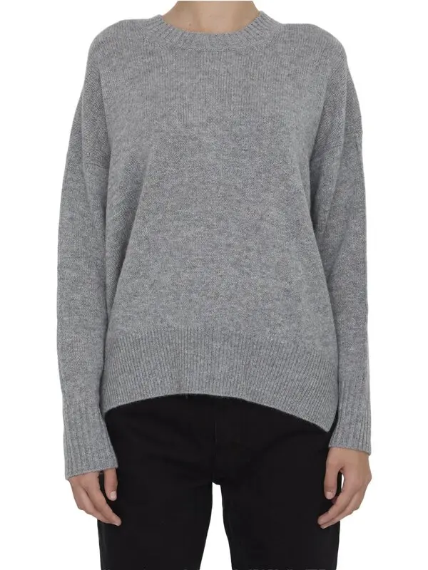 ALLUDE Drop Shoulder Ribbed Cashmere Jumper - Grey