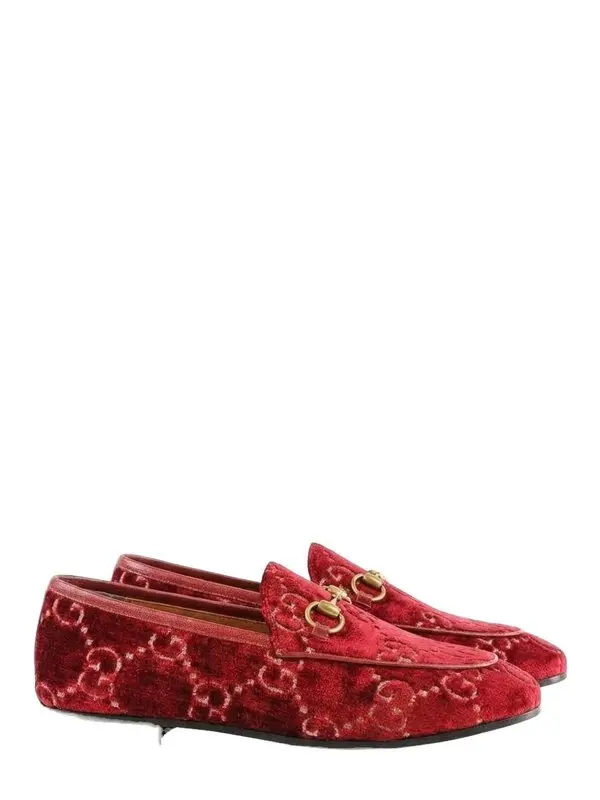Gucci Jordaan Gg Velvet Loafers - Red