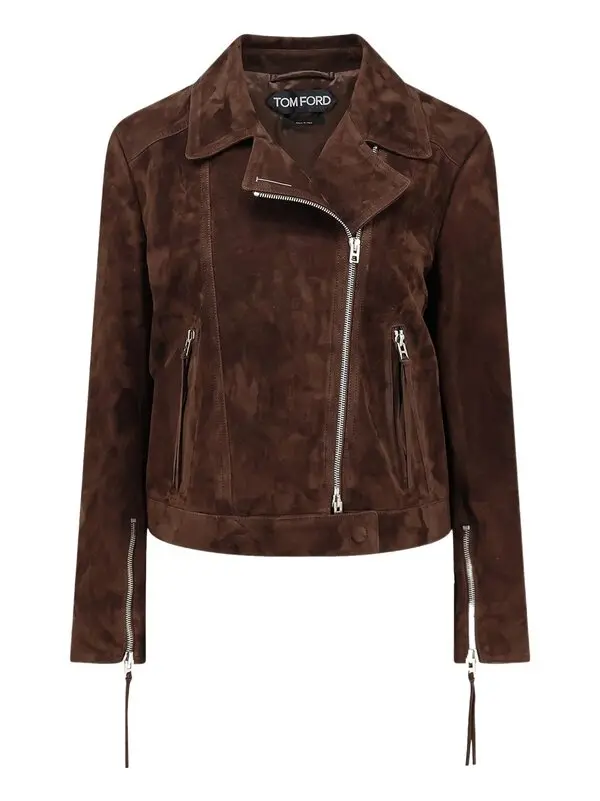 TOM FORD Suede Biker Jacket - Brown