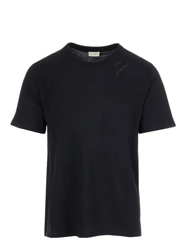 Saint Laurent Signature-print T-shirt - Black