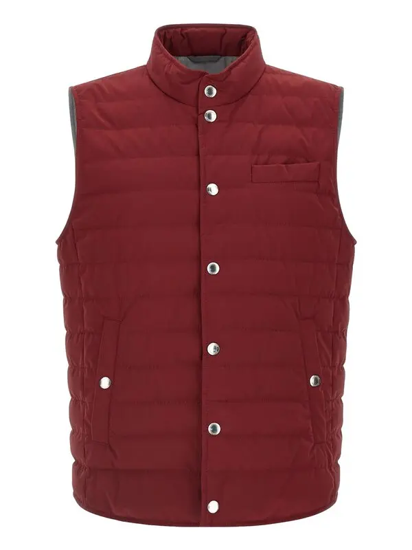 Brunello Cucinelli High-neck Quilted Gilet - Red