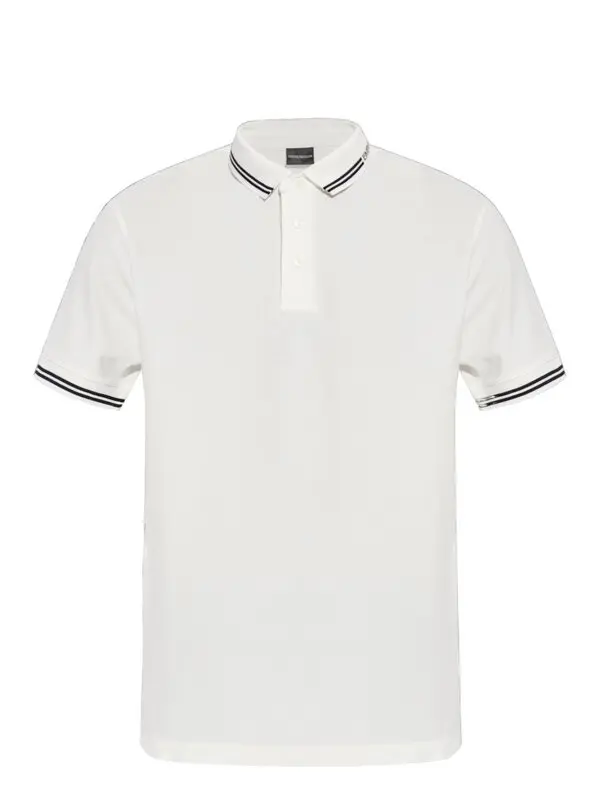 Emporio Armani Striped Edge Polo Shirt - White