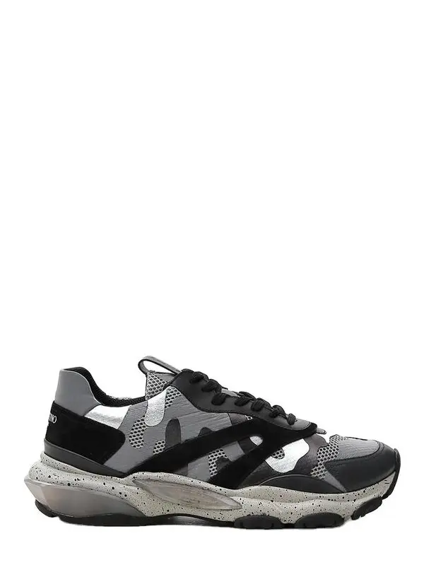 Valentino Garavani Bounce Camo Print Leather Sneakers - Gray