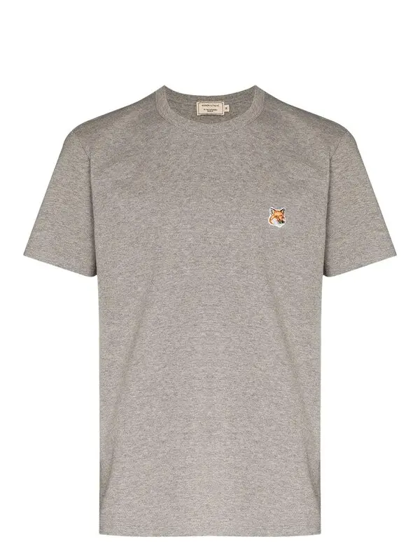 Maison Kitsuné Fox Logo Embroidered T-shirt - Gray