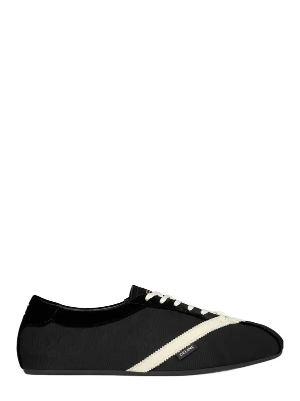 Celine Flat Sneakers In Grosgrain, Velvet, Suede Goatskin, And Lambskin - Black
